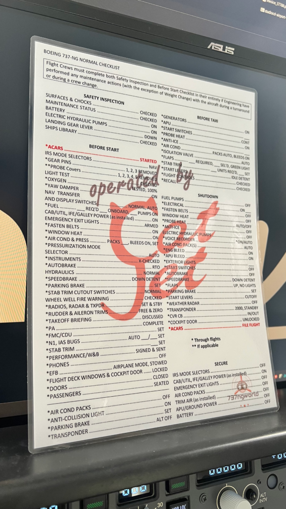 CatJet Boeing 737 Normal Checklist – 737ngworld